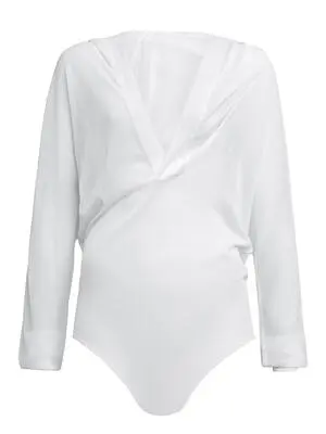 Alaïa Hooded Knit Bodysuit - White