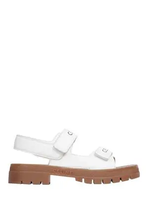 Celine Leo Scratch Sandal - Optic White/tan