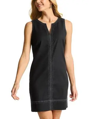 Tommy Bahama Palm A Dora Split Neck Dress Black