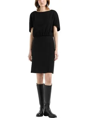 Emporio Armani Batwing Sleeve Techno Cady Dress - Black