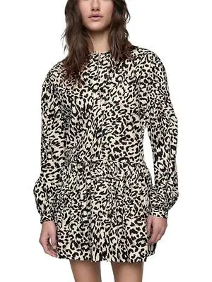 Rebecca Minkoff Khloe Flowy Dress - Chalk Leopard Swirl
