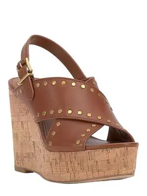 Vince Camuto Ellna Wedge Sandals - Medium Brown
