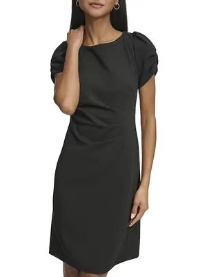 Karl Lagerfeld Paris Ruched Sleeve Sheath Dress - Black