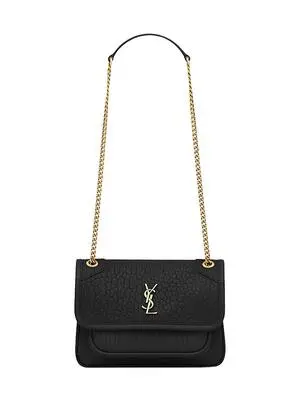 Saint Laurent Niki Shoulder Bag - Black Grained Lambskin/gold