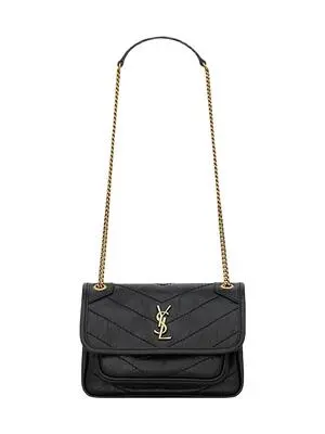 Saint Laurent Niki Shoulder Bag - Black Vintage Leather/gold