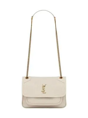Saint Laurent Niki Shoulder Bag - Blanc Vintage Grained Lambskin/gold