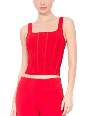 Alice + Olivia Alice And Olivia Sariah Corset Tank Top Bright Ruby