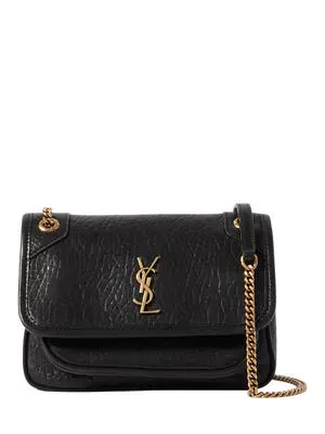 Saint Laurent Niki Mini Crinkled-leather Shoulder Bag - Black