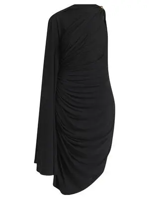 Bottega Veneta Frog Draped Viscose Jersey Cape Dress - Nero