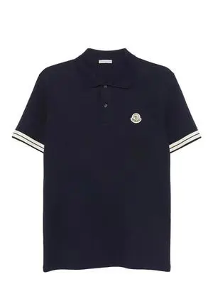 Moncler Logo-patch Piqué Polo Shirt - Blue