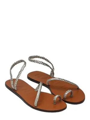 Manebí Platinum Leather Thong Sandals - Brown