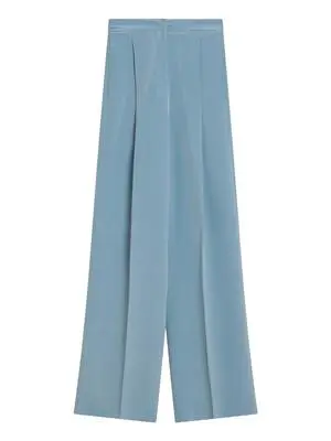 Max Mara Wide Leg Silk Trousers - Light Blue
