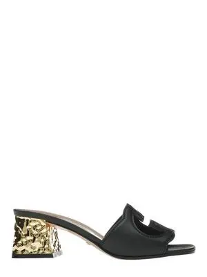 Gucci Interlocking G Leather Sandals - Black