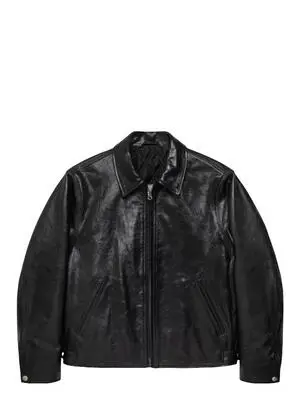 StÜssy Leather Garage Jacket - Black