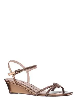 Nina Valeria Ankle Strap Wedge Sandal - Bronze