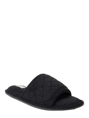 DEARFOAMS Beatrice Quilted Microfiber Terry Shower Slide Slipper Black