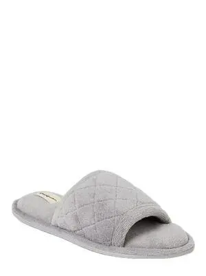 DEARFOAMS Beatrice Quilted Microfiber Terry Shower Slide Slipper - Medium Grey