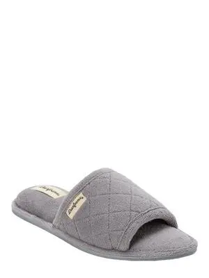 DEARFOAMS Beatrice Quilted Microfiber Terry Shower Slide Slipper Medium Grey