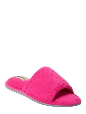 DEARFOAMS Beatrice Quilted Microfiber Terry Shower Slide Slipper - Paradise Pink