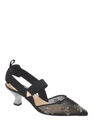 Fendi Colibri Slingback Pump - Nero Antique Silver/ Nero