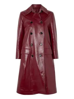 Gucci Double-breasted Glossed-leather Trench Coat - Burgundy