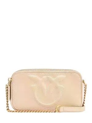 Pinko Small Logo-embossed Cross Body Bag - Neutrals