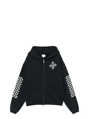 Rhude Cross Logo Zip Up Hoodie 'vintage - Black