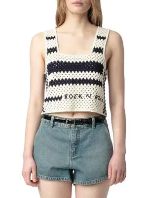 Zadig&Voltaire Dillie Stripe Cotton Sweater Tank - Ecru