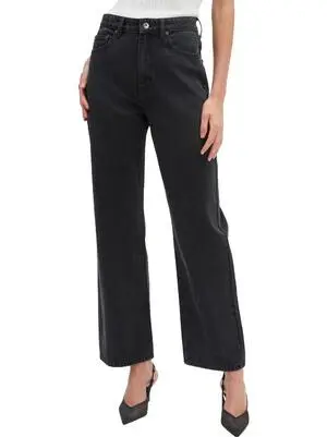 Bardot Cindy High-rise Wide-leg Jeans - Washed Black
