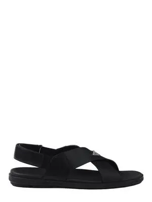 Prada Crisscross Leather Sandals - Black
