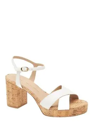 STUART WEITZMAN Stuart Weitzman Dayna Platform Sandals Cream Leather