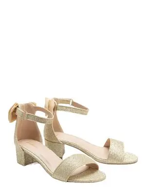 TULLEEN Glitter Banded Block Heel Sandals - Gold
