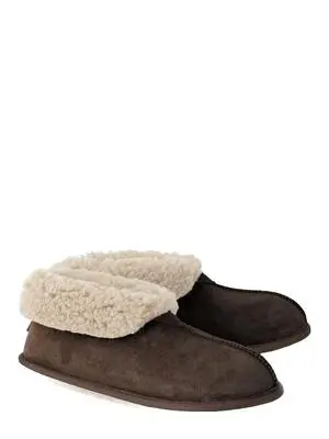 CELTIC & CO. Shearling Bootee Slippers - Mocca / Cream