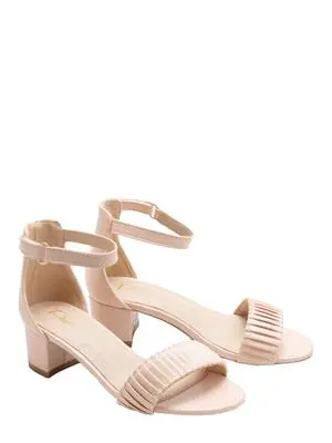 TULLEEN Pleated Block Heel Sandals - Pink