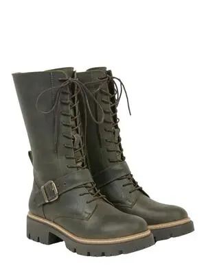 CELTIC & CO. Strap Detail Mid-Calf Boots Olive