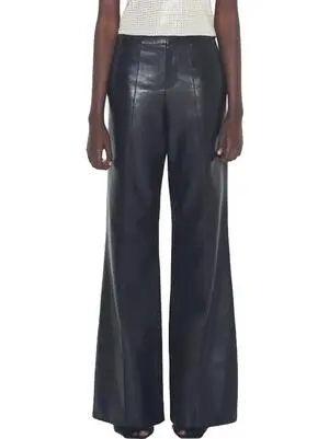 AS By DF Recycled Leather Wide Leg Trousers - Black