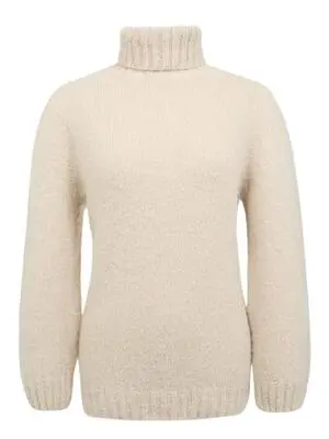 CELTIC & CO. Alpaca & Cotton Turtleneck Sweater Oatmeal