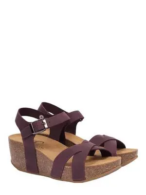 CELTIC & CO. Crossover Wedge Sandals - Damson