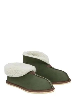 CELTIC & CO. Shearling Bootee Slippers Moss