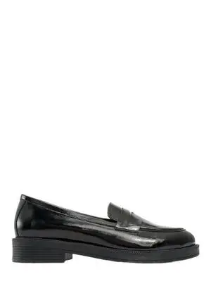 FOREVER & ALWAYS SHOES Bree Platform Leather Loafer - Black Patent Leather