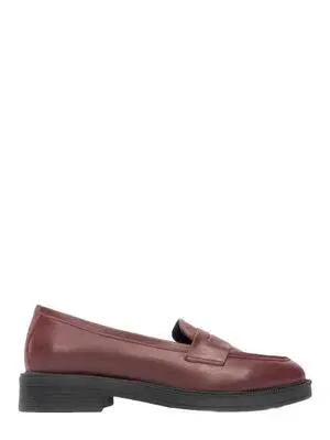 FOREVER & ALWAYS SHOES Bree Platform Leather Loafer - Burgundy Mate Leather