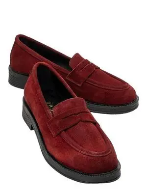 FOREVER & ALWAYS SHOES Forever & Always Shoes Bree Platform Leather Loafer Burgundy Suede Leather