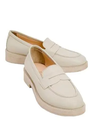 FOREVER & ALWAYS SHOES Forever & Always Shoes Bree Platform Leather Loafer White Leather