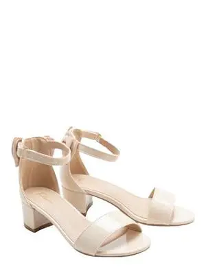 TULLEEN Patent Banded Block Heel Sandals - Nude