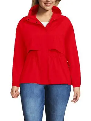 LANDS' END Packable Rain Jacket - Coral Red