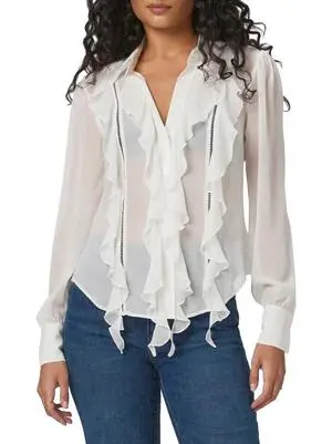Paige Tallulah Ruffle Silk Shirt - Blanc De Blanc