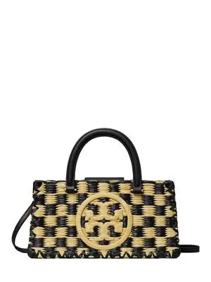 Tory Burch Ella Woven Satchel - Black / Natural