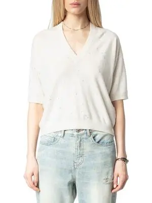 Zadig&Voltaire Wully Lico Embellished Linen-blend Sweater - Ecru