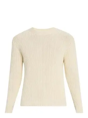 Bergdorf Goodman Bergdorf Goodman Wide Rib Cotton Crewneck Sweater Ecru