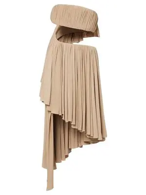 Alaïa Asymmetric Bustier Jersey Dress - Beige